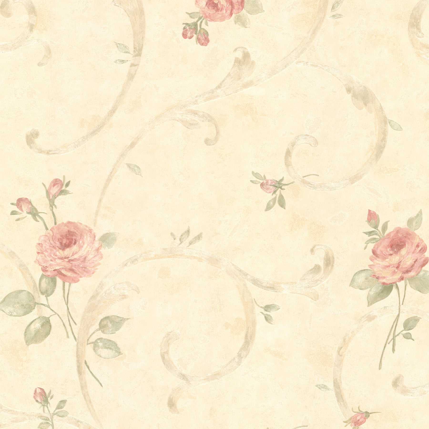 Mirage Lotus Pink Floral Scroll Wallpaper - Walmart.com