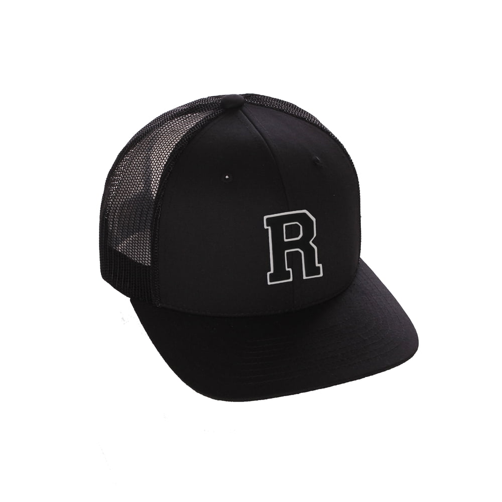 Structured Trucker Mesh Hat Custom Colors Letter R Initial Baseball Mid ...