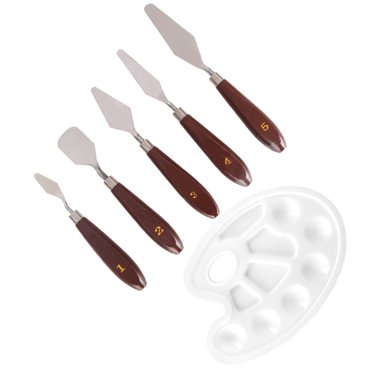 7Pcs Wooden Handle Stainless Steel Spatula for Painting Use Portable ...