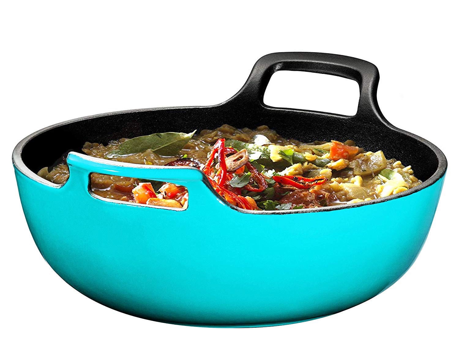 Enameled Cast Iron Balti Dish With Wide Loop Handles, 5 Quart ...