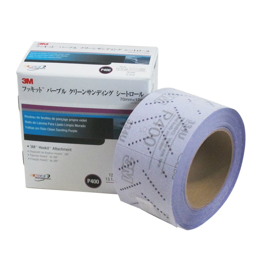 3M 30703 Hookit 334U Purple 70 mm x 12 m P400 Grit Clean Sanding Sheet ...