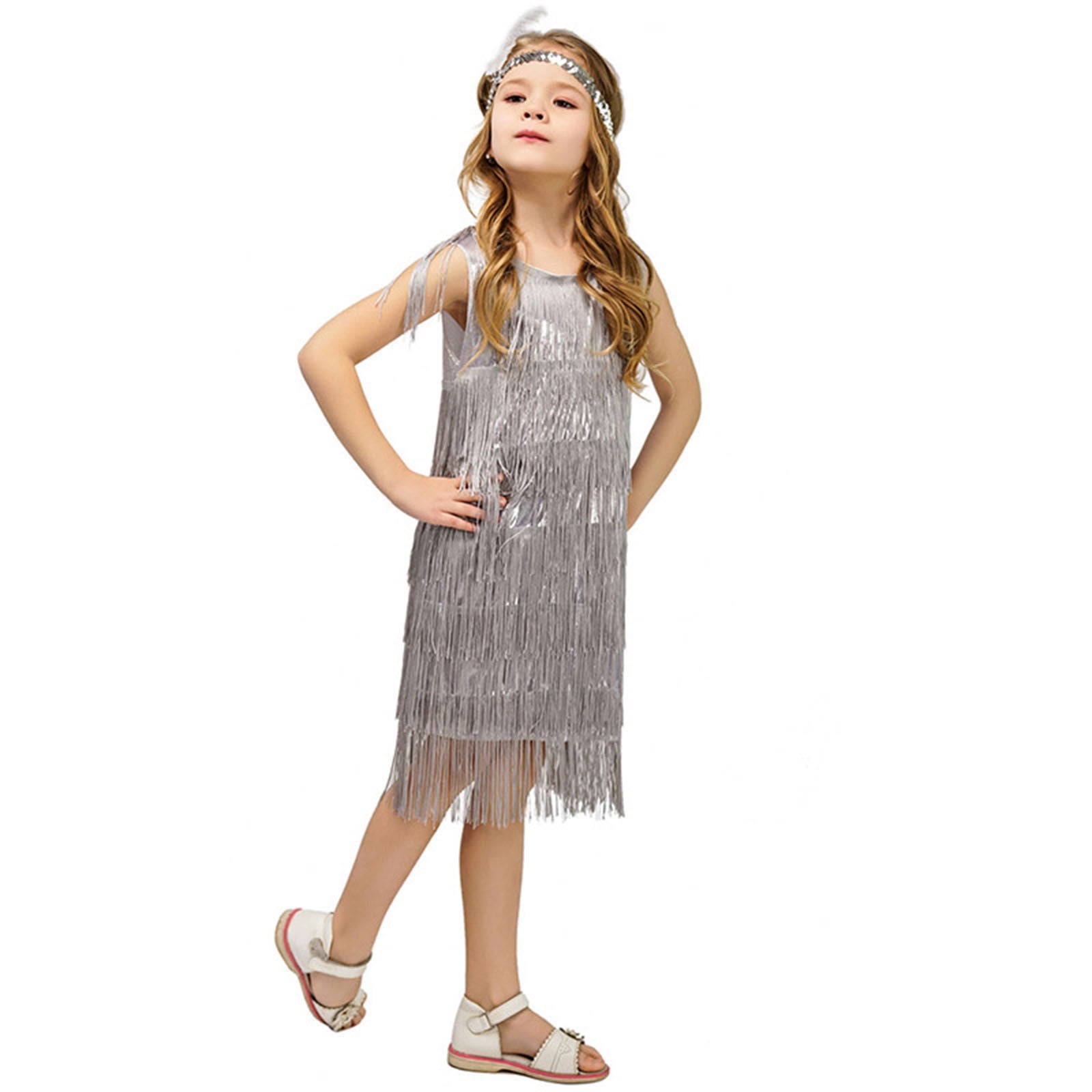 Click here for Edfbuykrs Girls Flapper Dress Sequins Fringe Latin... prices