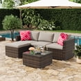 CazToi L-Shaped 5-Piece PE Rattan Patio Furniture Set, Iron Frame ...