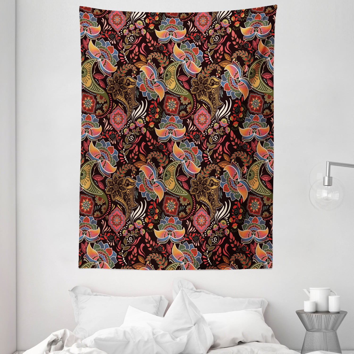 Jacobean Tapestry, Vintage Jumble in Warm Tones Floral Motifs Garden ...