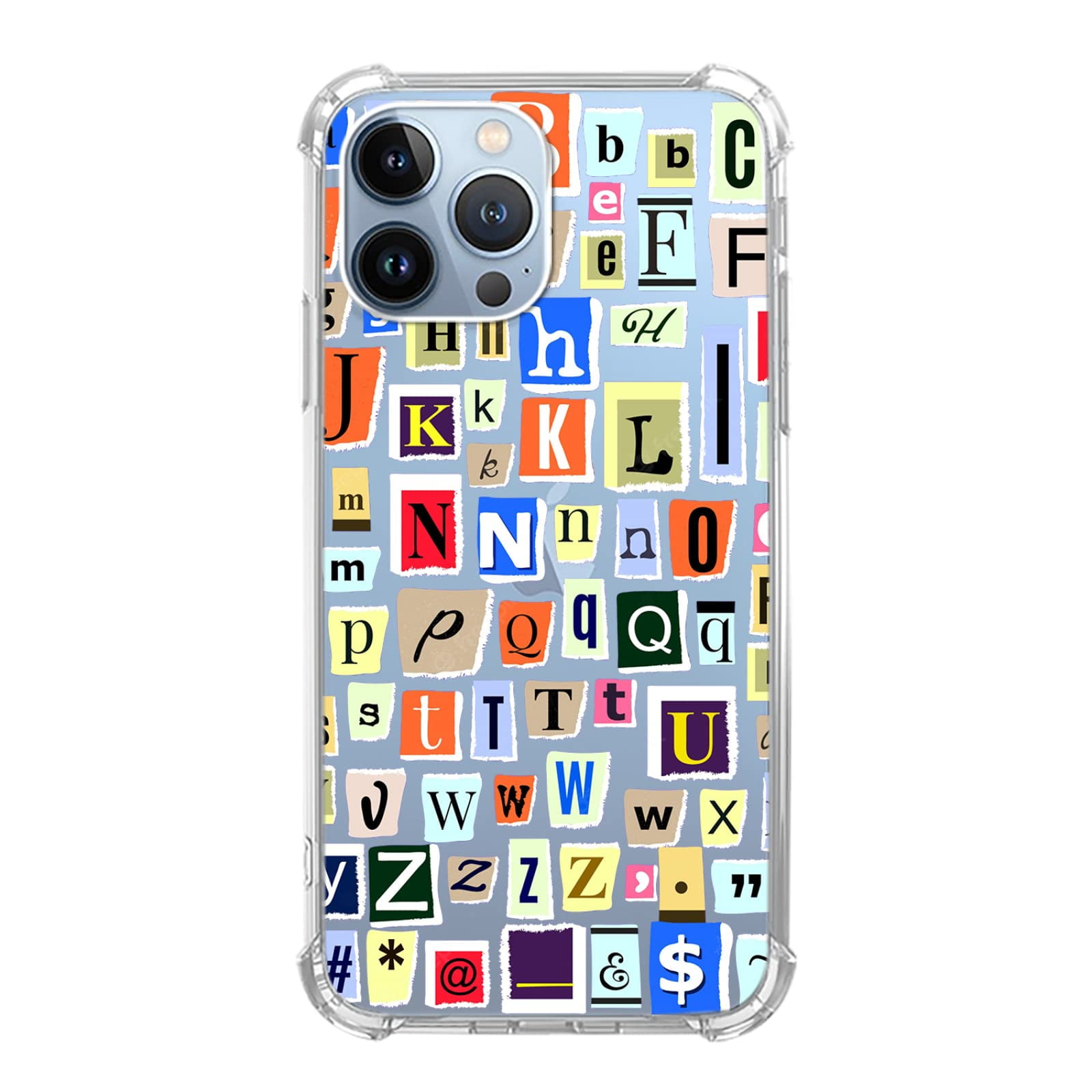 Alphabet Collage Case for iPhone 13 Pro,Aesthetic Art Design TPU Bumper ...