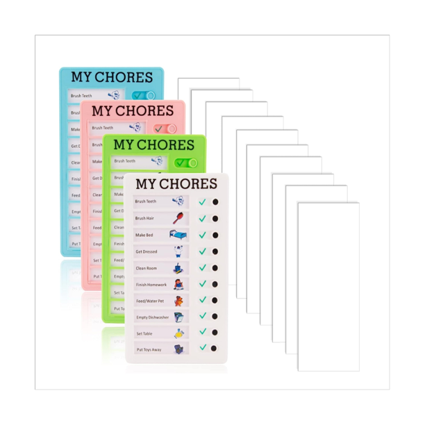 4 Pieces My Chores Check List Board Portable Chore Chart Memo Plastic Board with 10 Detachable ...
