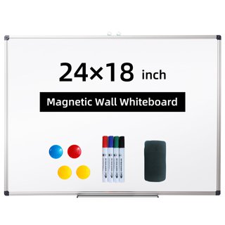 Luxor Magnetic Wall-Mounted Dry Erase Board, 36" x 24", Silver Aluminum ...