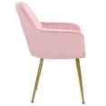 Velvet Upholstered Accent Arm Chairs, Set of 2, Pink with Golden Legs ...