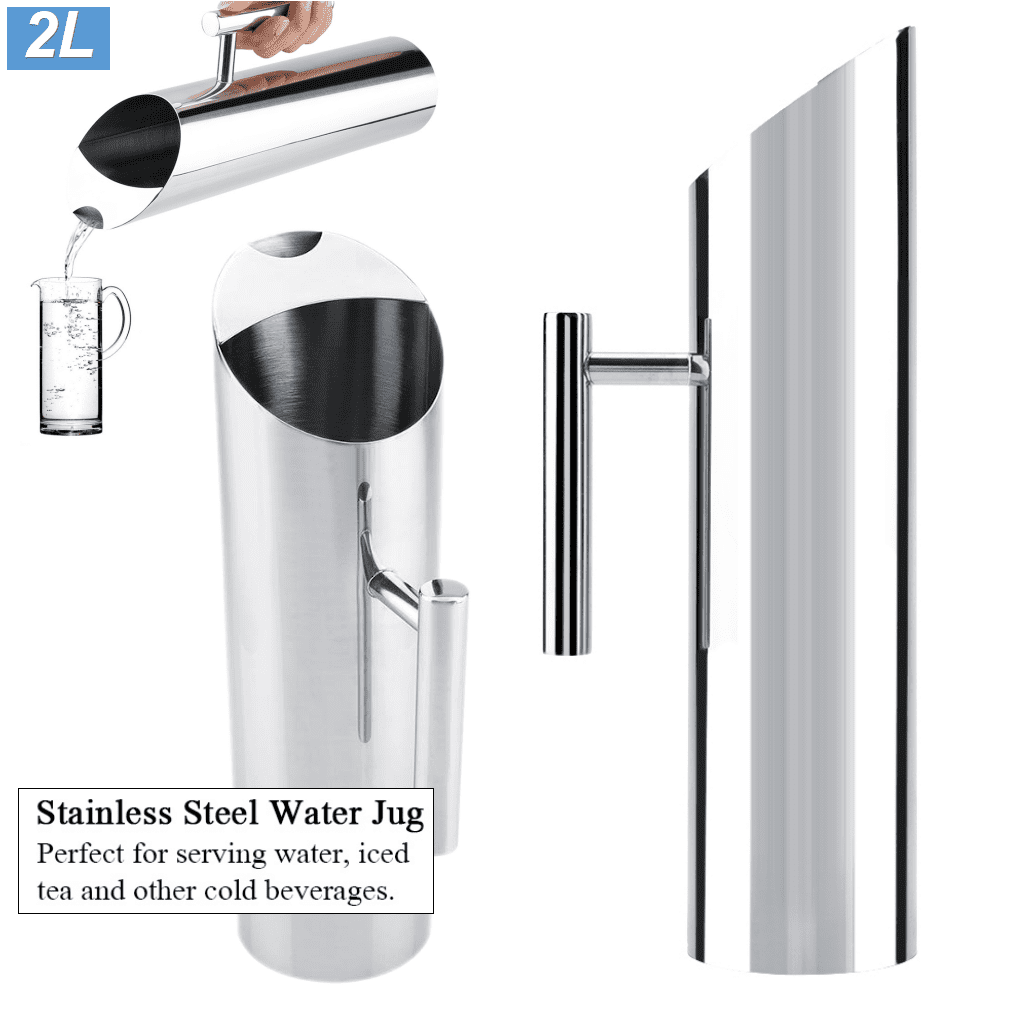Delaman 2L Large Stainless Steel Water Pitcher Cold Water Jug Drinks ...