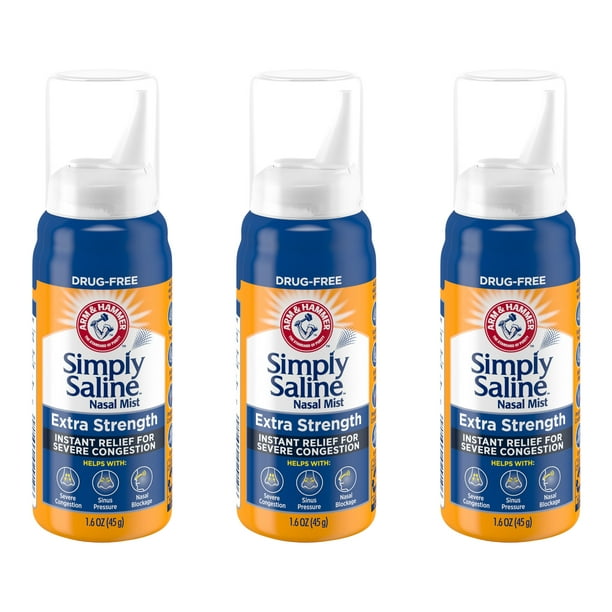 3 Pk Simply Saline Nasal Mist Extra Strength for Severe Congestion 1.5 ...