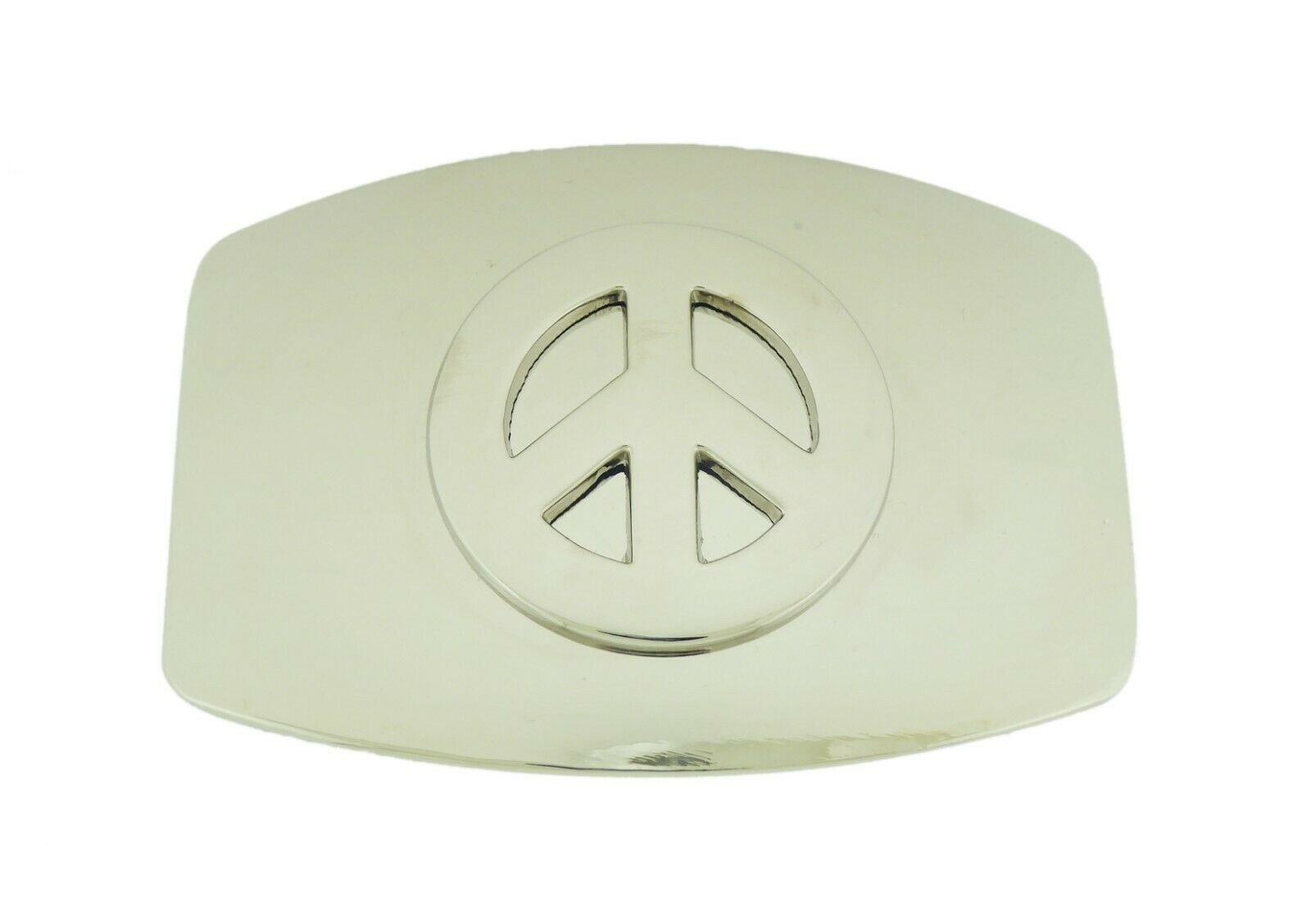 Peace Sign Belt Bucke Silver Metal Square Symbol Peace Not War Harmony ...
