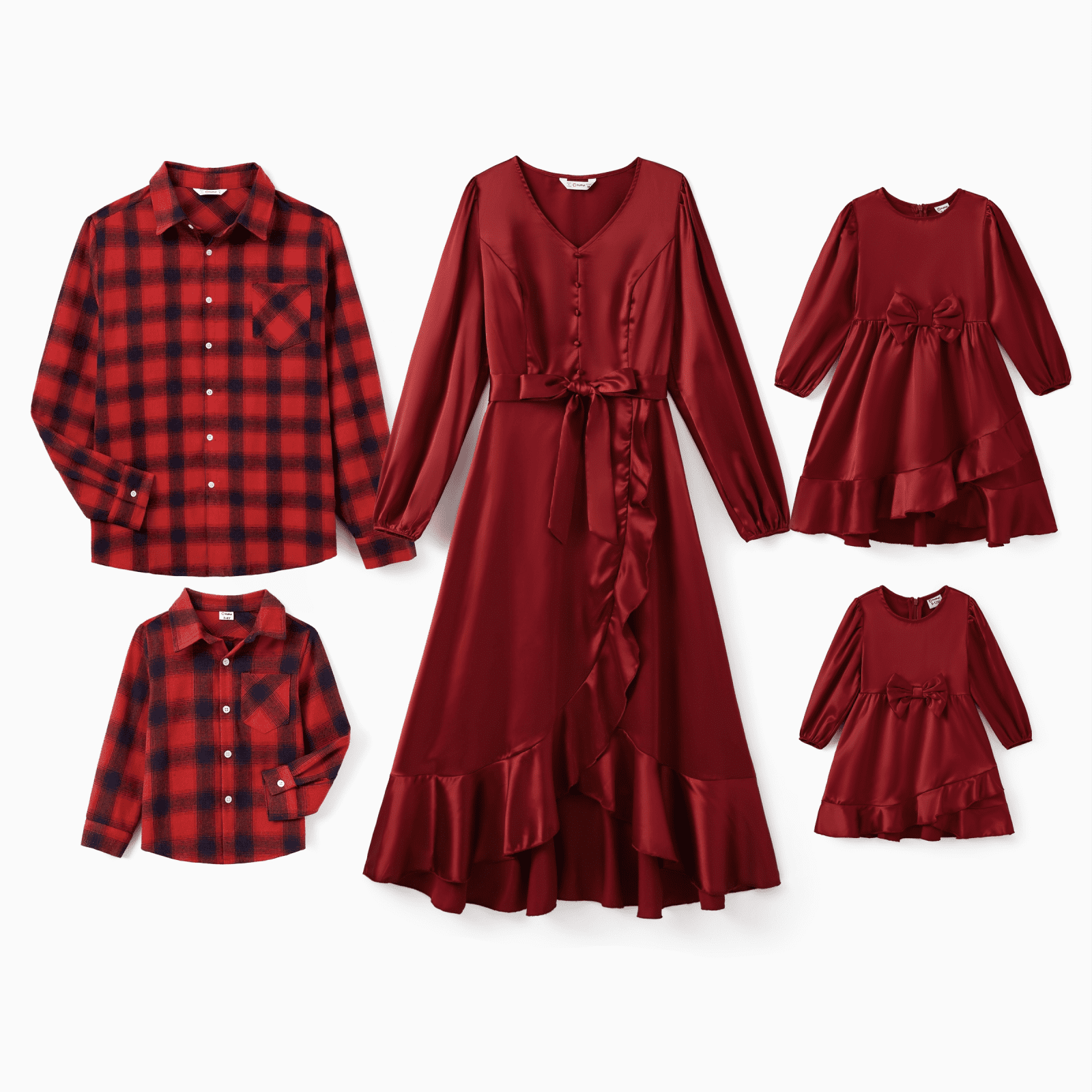 Click here for Patpat Red Matching Family Outfits Silky Satin Lon... prices