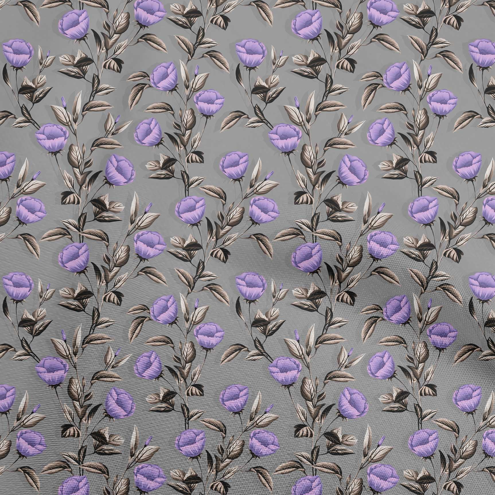 oneOone Viscose Chiffon Purple Fabric Floral Retro Dress Material ...