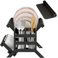 Bamboo 3-Tier Collapsible Dish Drying Rack with Utensil Holder and ...