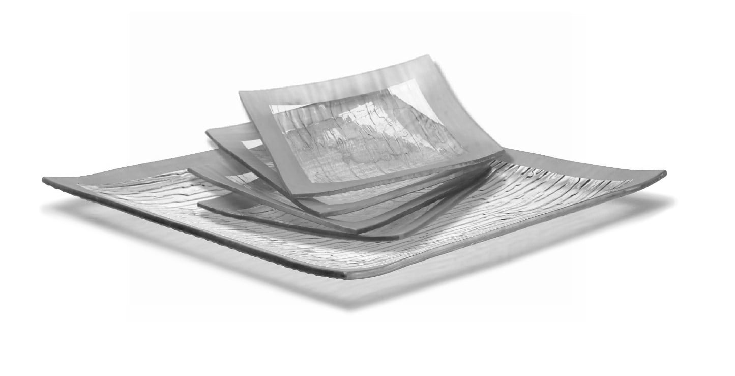 GAC Tempered Glass Tray Square Glass Platter and Glass Dessert Plates ...