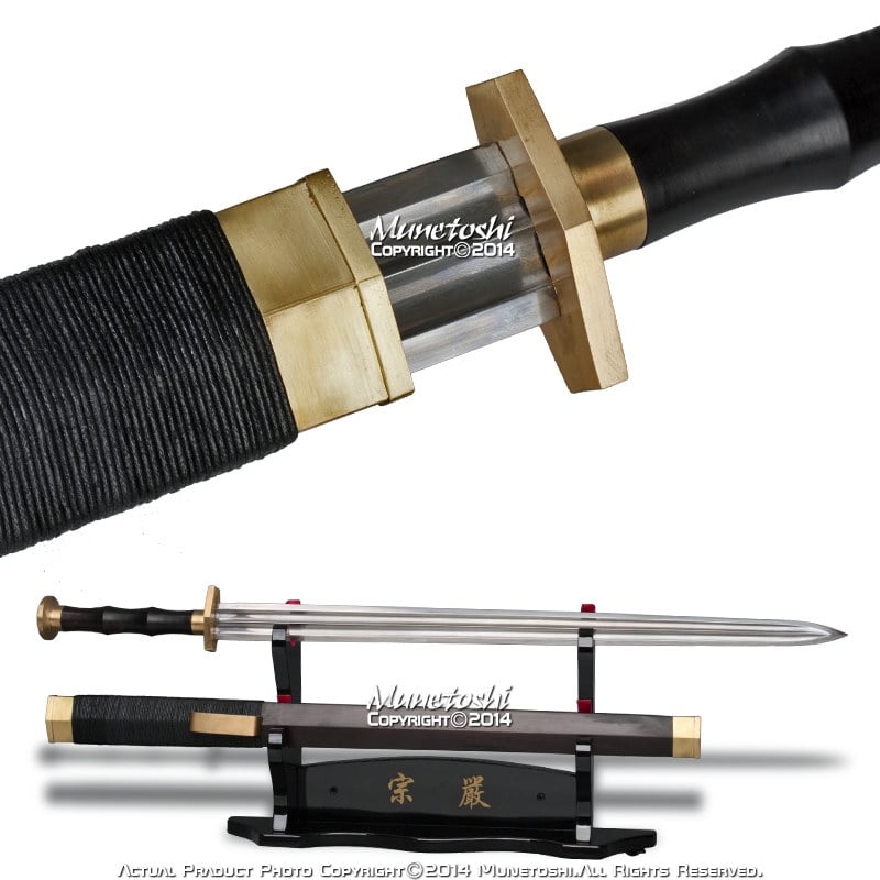 33" Classic Ancient Chinese Sword Replica Folded Steel Blade Ebony ...