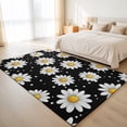 Area Rug 3x5ft White Daisy Washable Area Rugs for Living Room Black ...