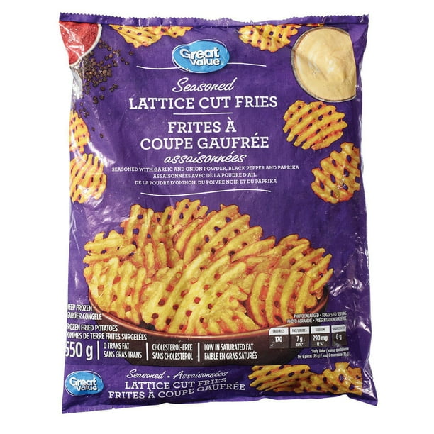 Great Value Seasoned Lattice Cut Fries, 550 g - Walmart.ca