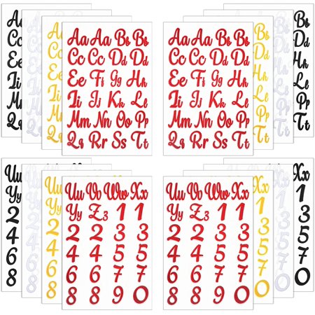 704 Pieces Iron-on Letters Numbers 0.8 Inch Tall Black White Red Gold ...
