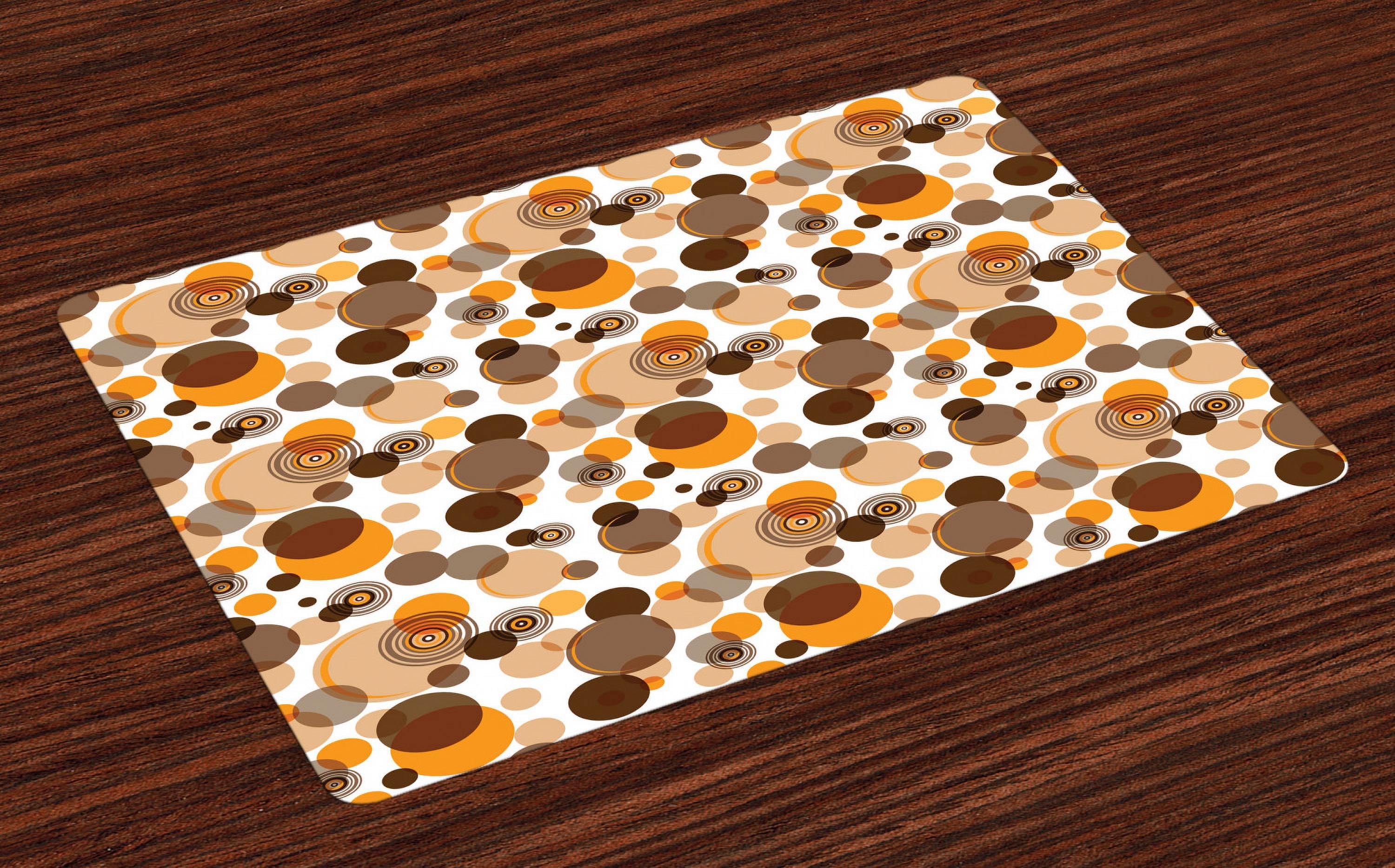 Ambesonne Earth Tones Place Mats Set of 4, Chaotic Spots Rings ...