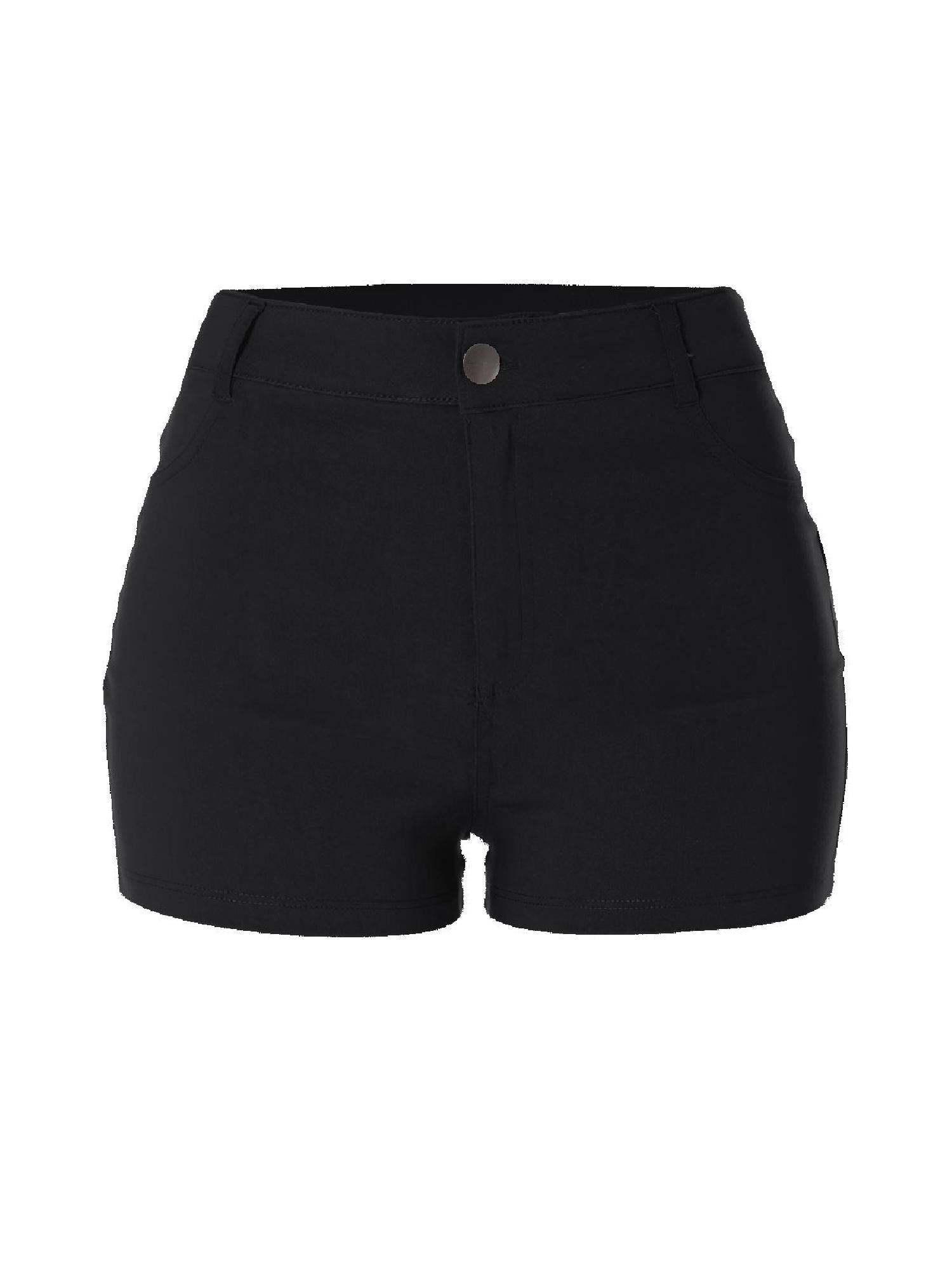 Made by Olivia Women's Solid Cuffed Hem Mid Rise Shorts with Back ...