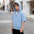 Boys Waffle Knit Short Sleeve Hooded Sweatshirt, Half Zip Front ...