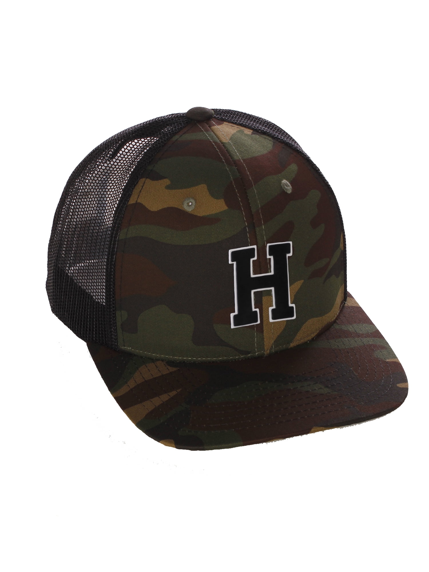 Structured Trucker Mesh Hat Custom Colors Letter H Initial Baseball Mid ...