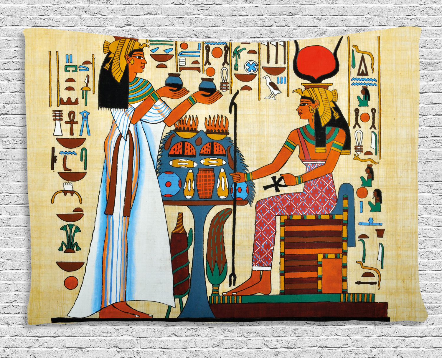 Retro Tapestry, Papyrus Design with Elements of Ancient Egyptian ...