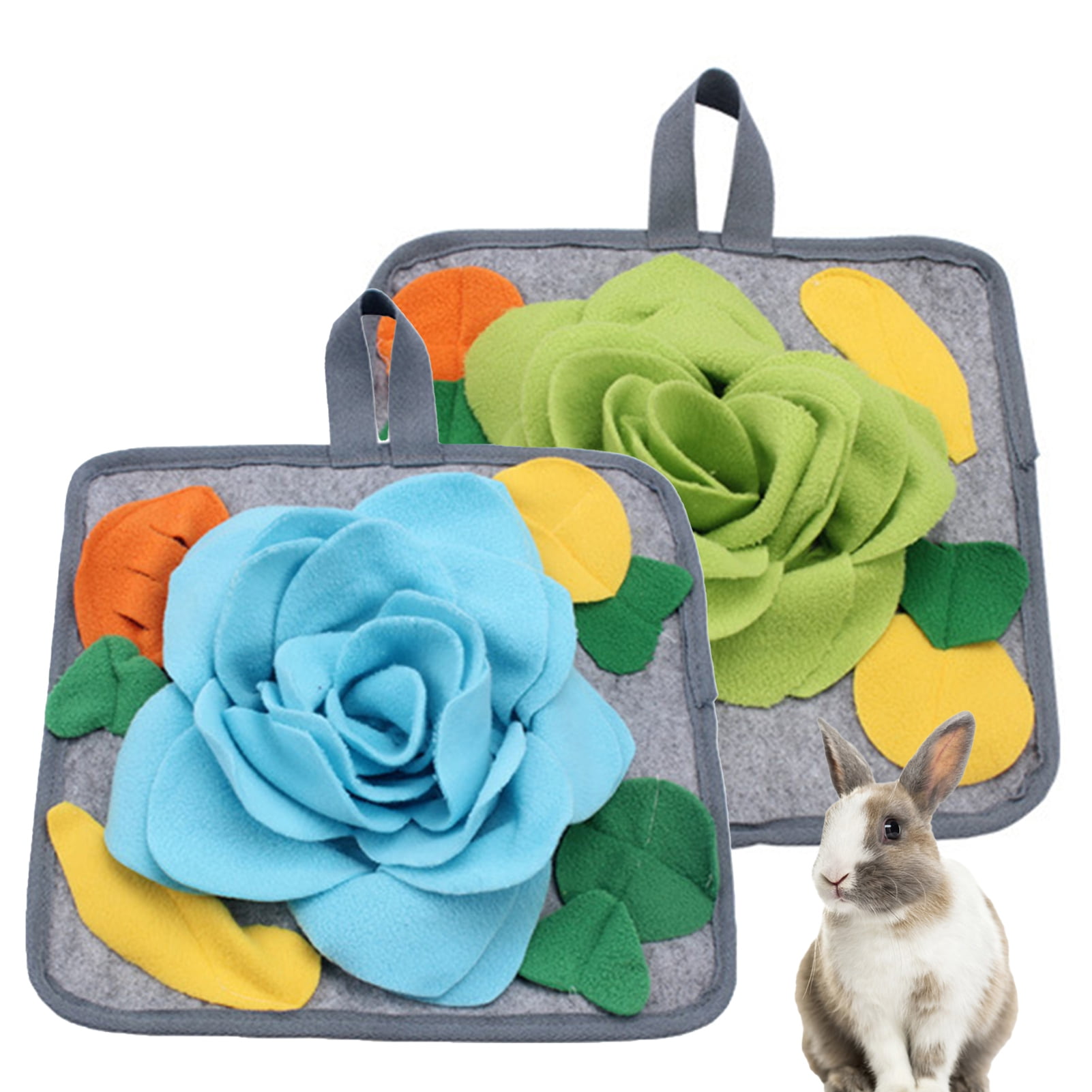 Bobasndm Rabbit Foraging Mat 12" x 12", Interactive Boredom Feeding ...