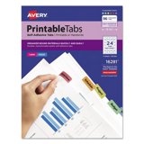 Printable Plastic Tabs with Repositionable Adhesive, 1/5-Cut, White, 1. ...
