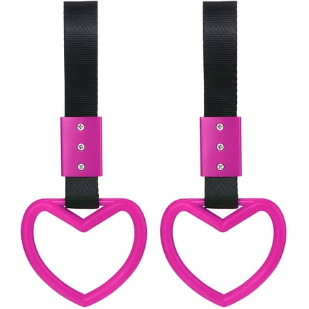 2 Pieces Jdm Tsurikawa Rings Heart shaped Car Handle Straps Drift Charm ...