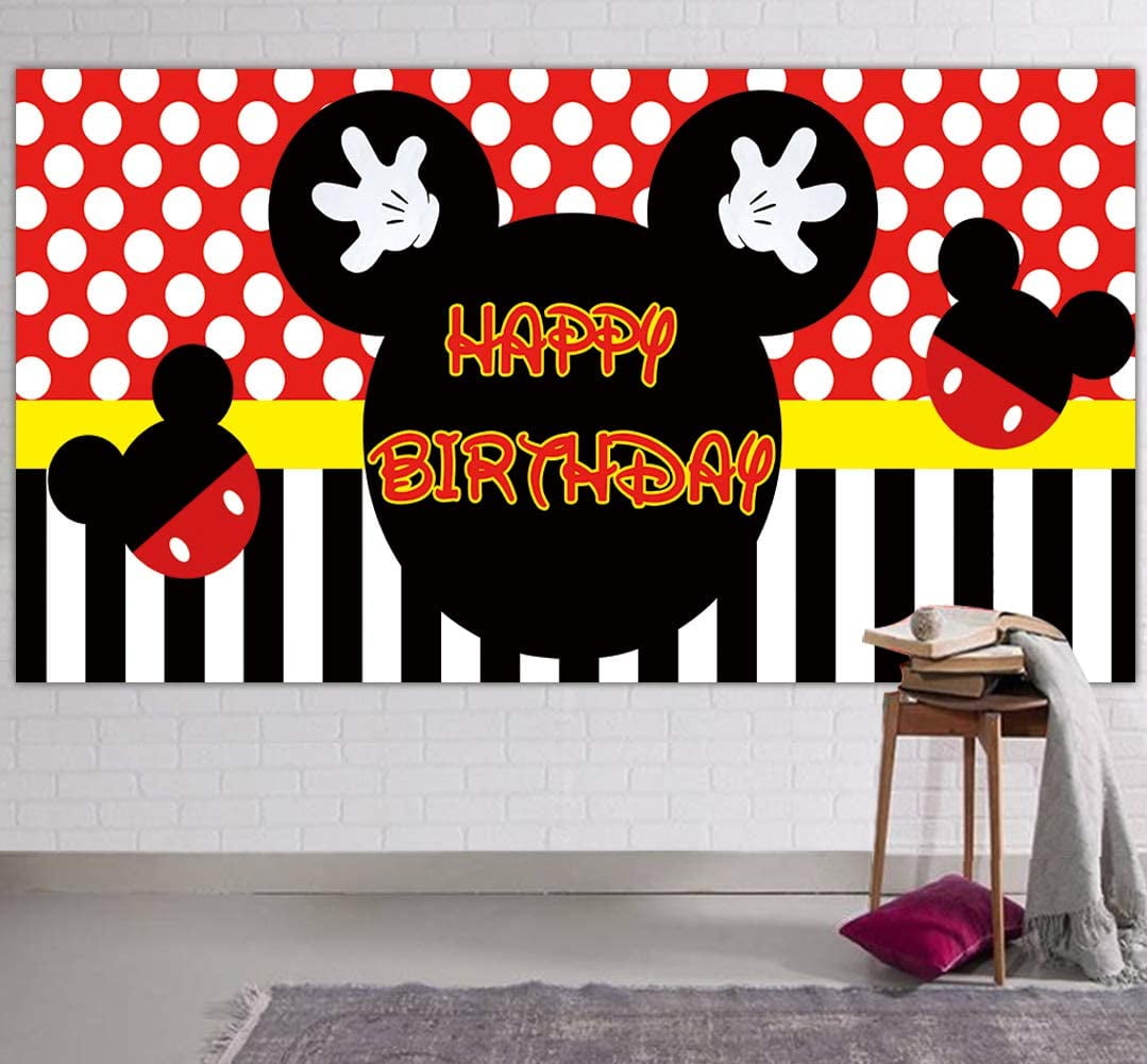 Blue Mickey Mouse Round Backdrop,Custom Kids 1st Birthday Party ...