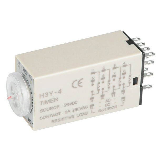 Time Relay, 24VDC Delay Timer, 14 Pins, Contact Capacity: AC250V 5A ...