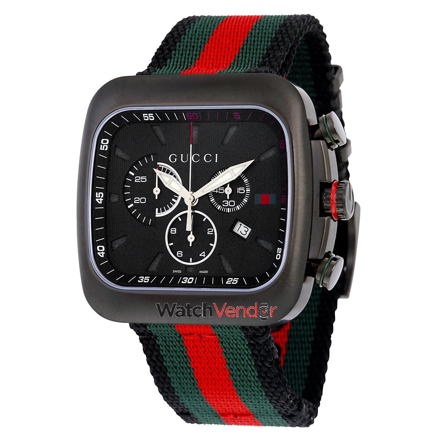 Gucci Coupe Chronograph Black Dial Nylon Strap Men's Watch YA131202 ...
