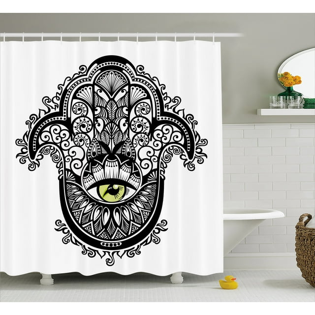 Ambesonne Evil Eye Shower Curtain, Vivid Swirled Floral, 69"Wx75"L ...