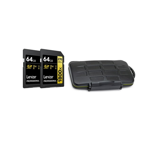 Lexar Professional 1800x SDXC UHS-II Card Gold Series (64GB, 2-Pack) w ...