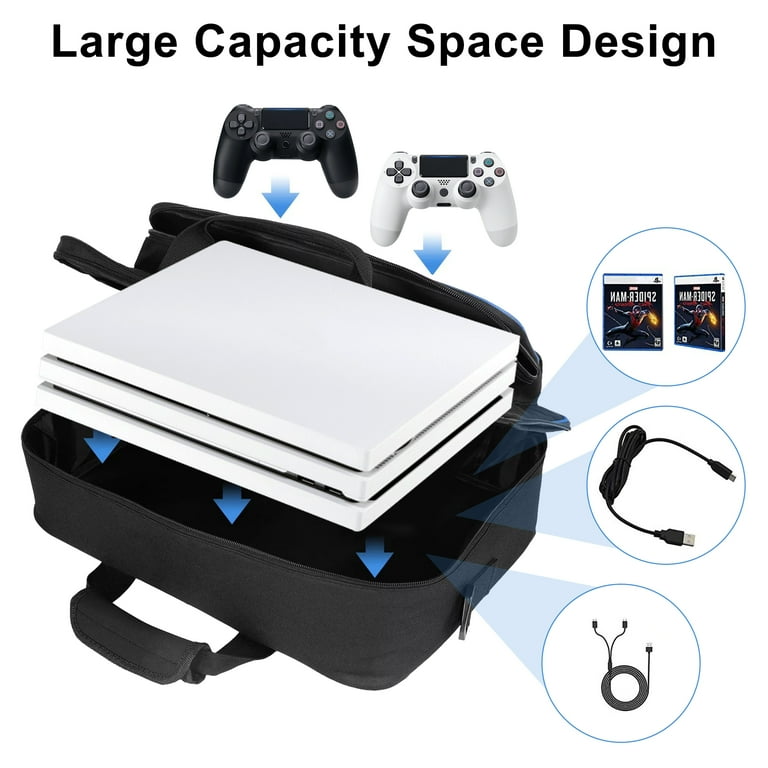 TSV Carrying Case Fit for PS4 PS4 Slim Console and Accessories Travel Case Handbag Portable Waterproof Storage Shoulder Bag Backpack Fit for