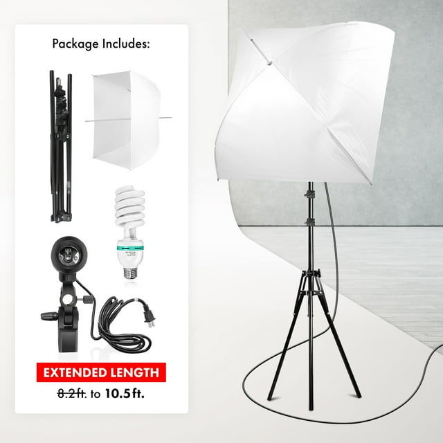 LS Photography 24" White Photo Umbrella Lighting Kit - CFL 45W 2100LM ...