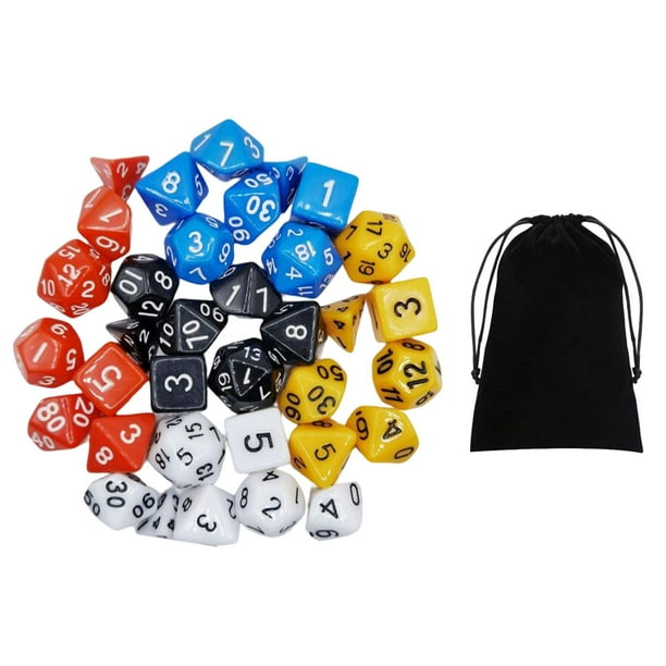 35x Polyhedral Dices Set Durable Entertainment Toy, Colored D8 D10 D12 ...