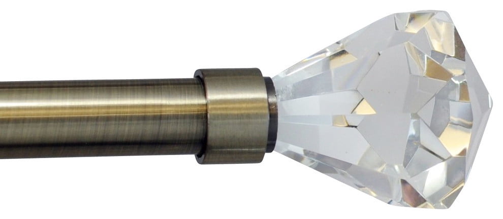 Urbanest Pierre Cut Crystal Curtain Rods, Antique Brass, 84"-120 ...