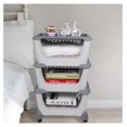 Drevy Gray Plastic Stacking Storage Organizer Basket with Wheels, Multi ...