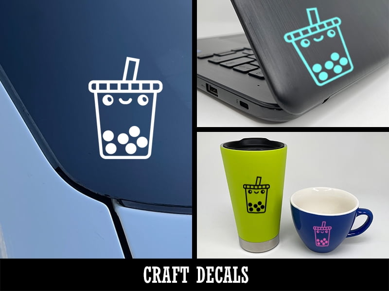 Kawaii Cute Boba Bubble Milk Tea Face Craft Vinyl Indoor Outdoor Decal ...