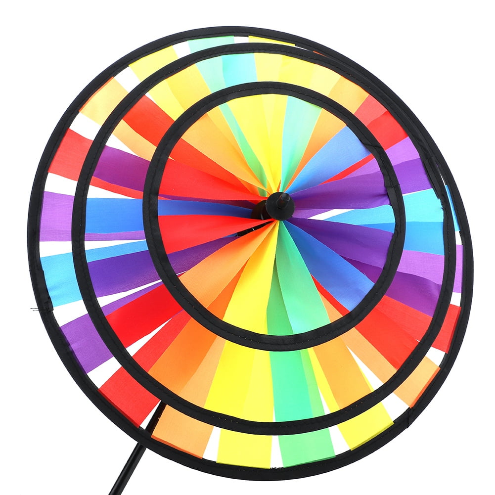 Garosa Flower Windmill, Whirligig,Multicolor Rainbow Triple Wheel ...