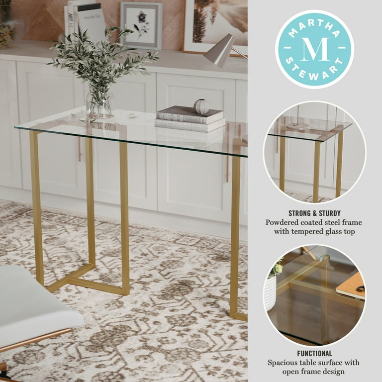 Glass home office desk with metal accents store