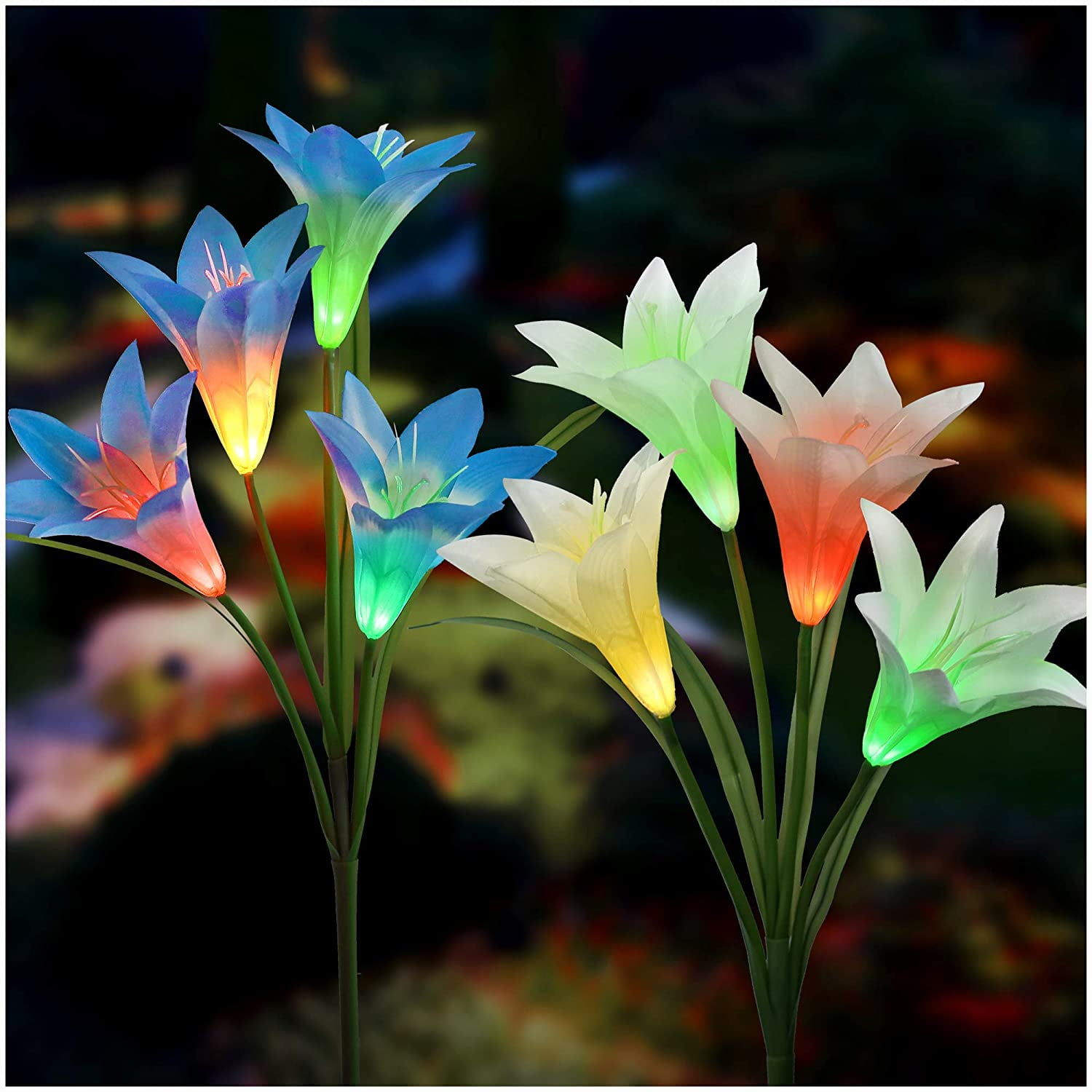 Solar Lights Outdoor - New Upgraded Solar Garden Lights, Multi-Color ...
