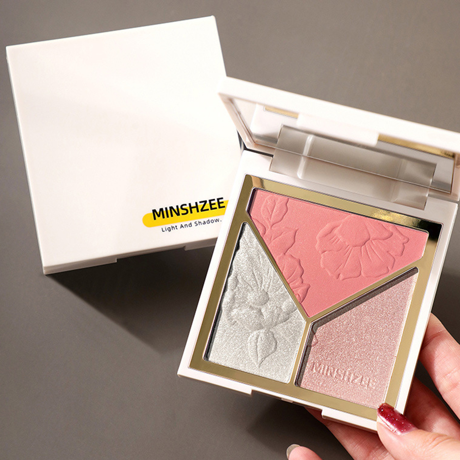 Tri-Color Highlight Contour Palette Face Brightening Highlight Powder ...