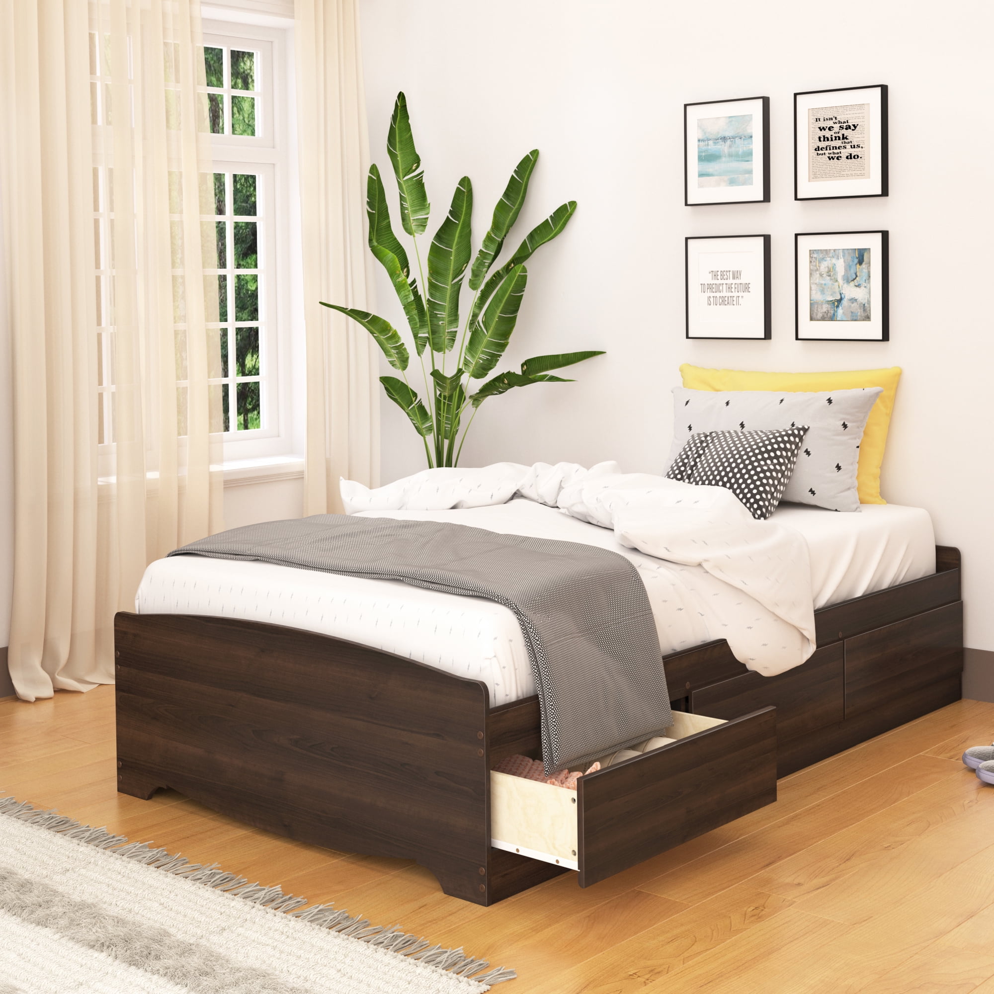 Prepac Twin XL Mate's Platform Storage Bed with 3 Drawers, Espresso ...