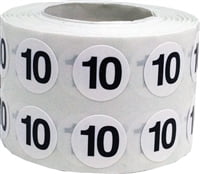 Circle Dot Number 10 Stickers | 0.5" Inch Round | 1,000 Pack - Walmart.com