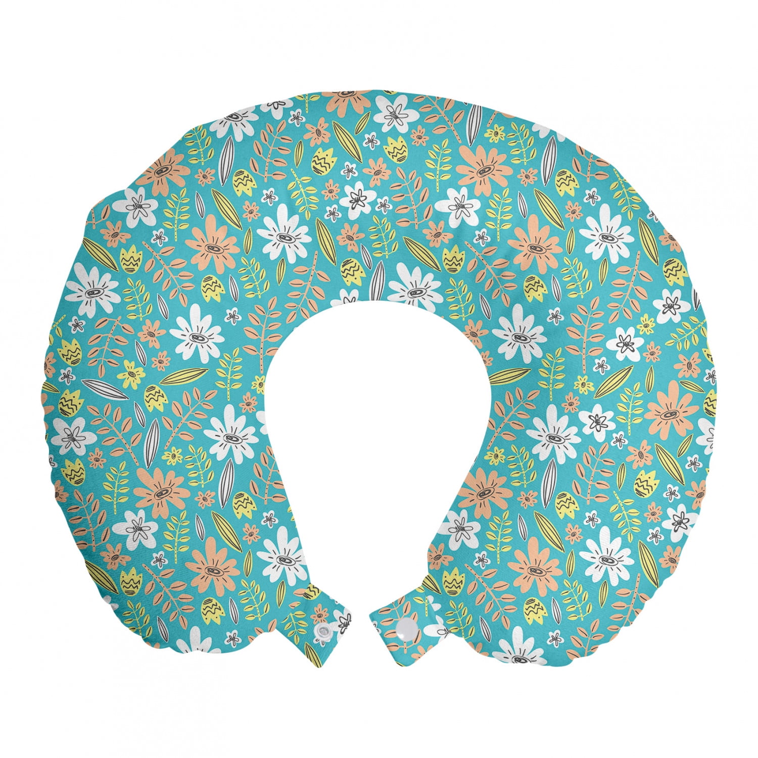 Floral Travel Pillow Neck Rest, Computer Graphics of Botanical Design ...