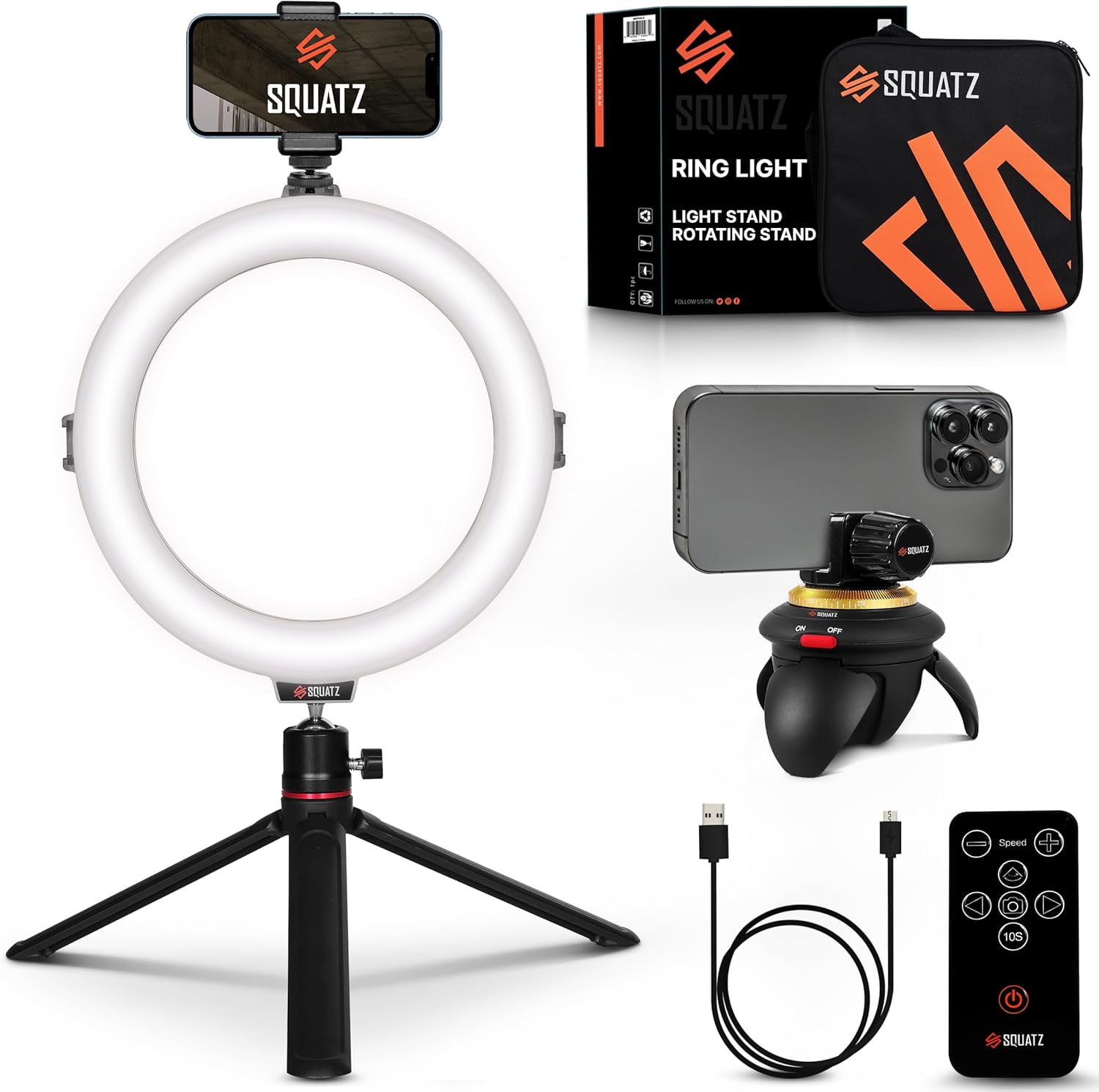 TRAHOO-8'' LED Ring Light with Stand and Phone Holder - 360 Rotating ...